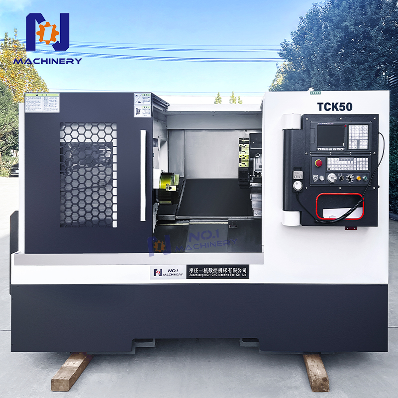TCK50 TCK56 High Precision Automatic CNC Lathe 2-Axis Metal Slant Bed ...